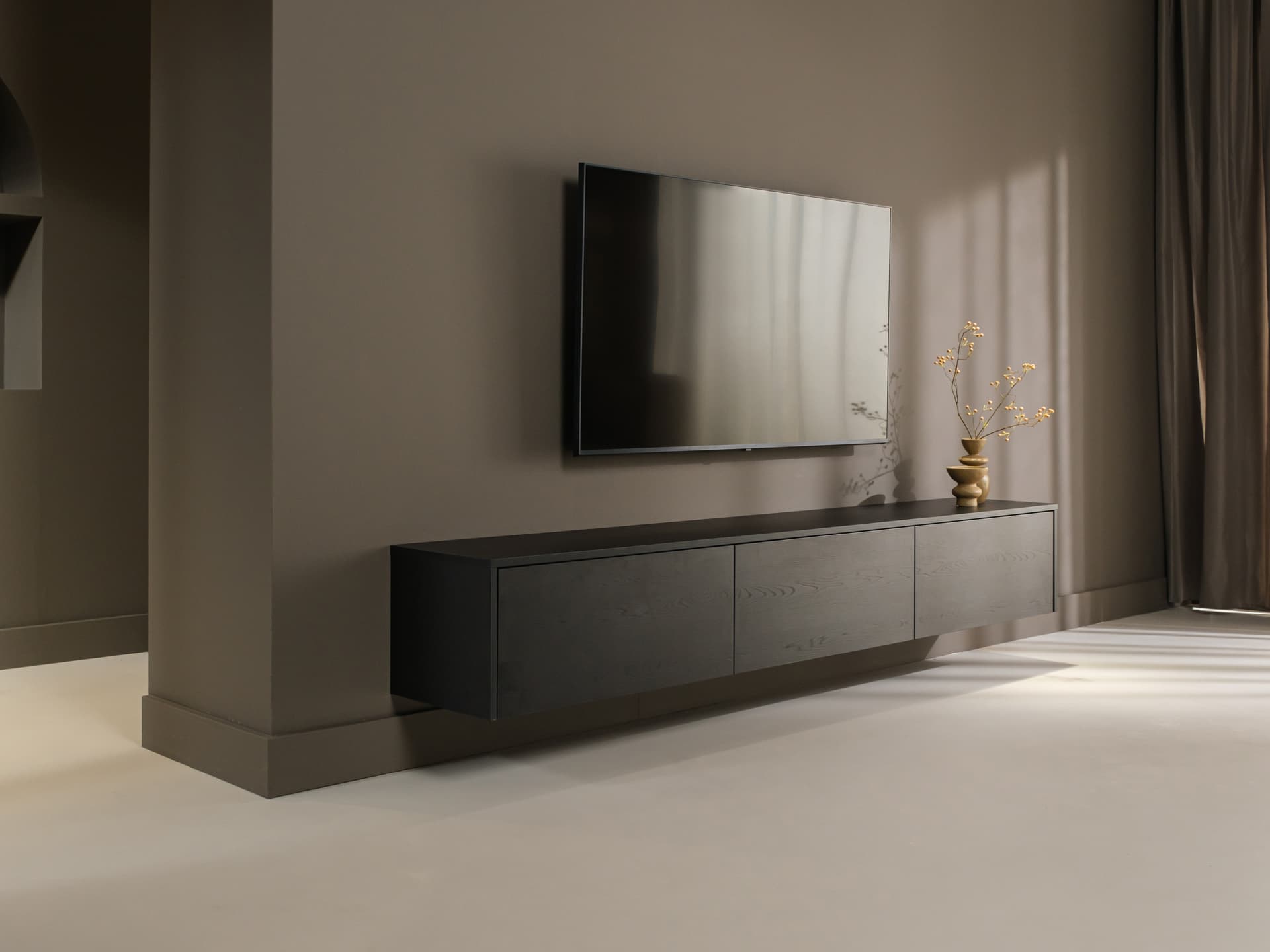 Style Zwevend TV Meubel | Zwart Eiken | Tijdloos Design